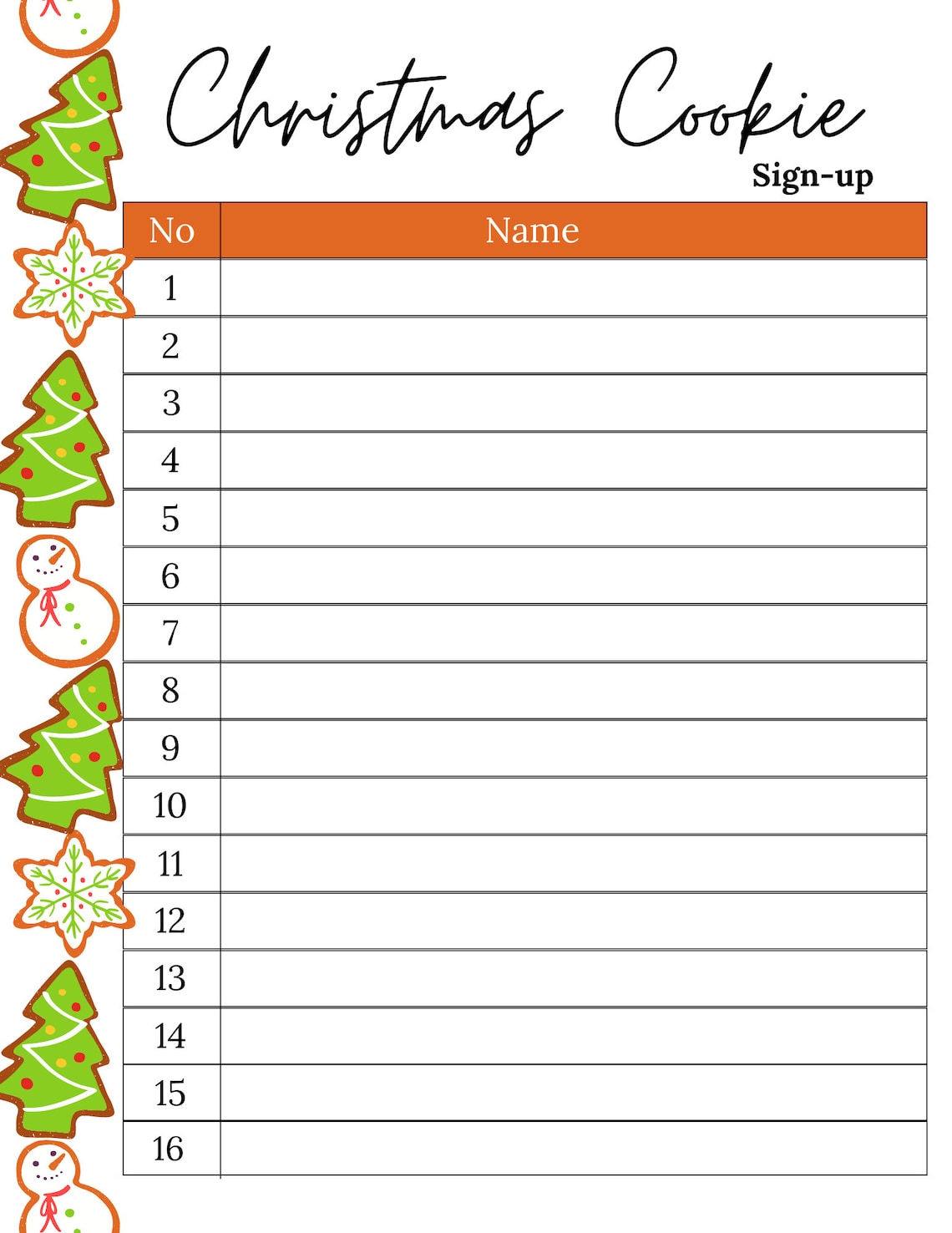Christmas Cookie Sign up Sheet | Christmas Cookies Exchange | Christmas ...