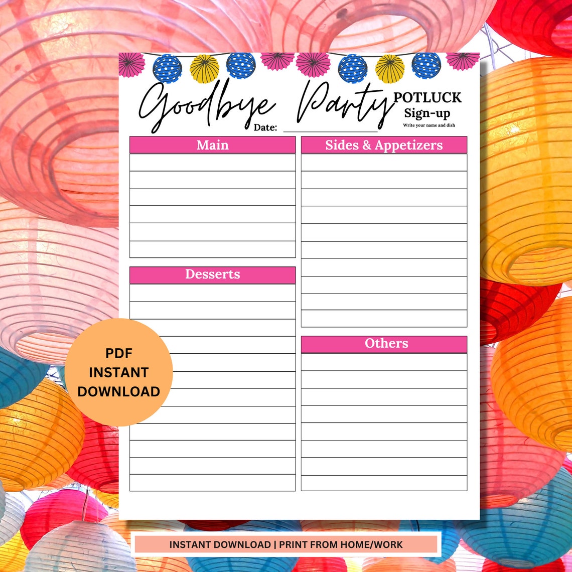 Goodbye Party Potluck Sign up Sheet Leaving Party Potluck - Etsy Canada
