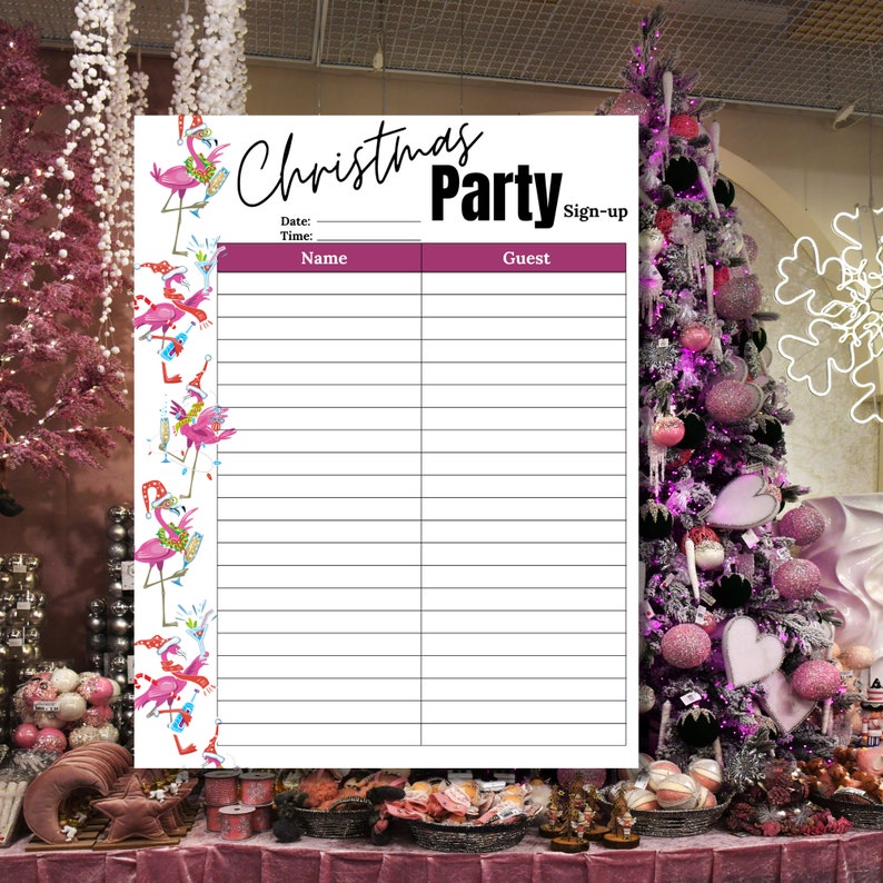 Christmas Party Sign up Sheet | Christmas Sign up | Party Sign up Sheet ...