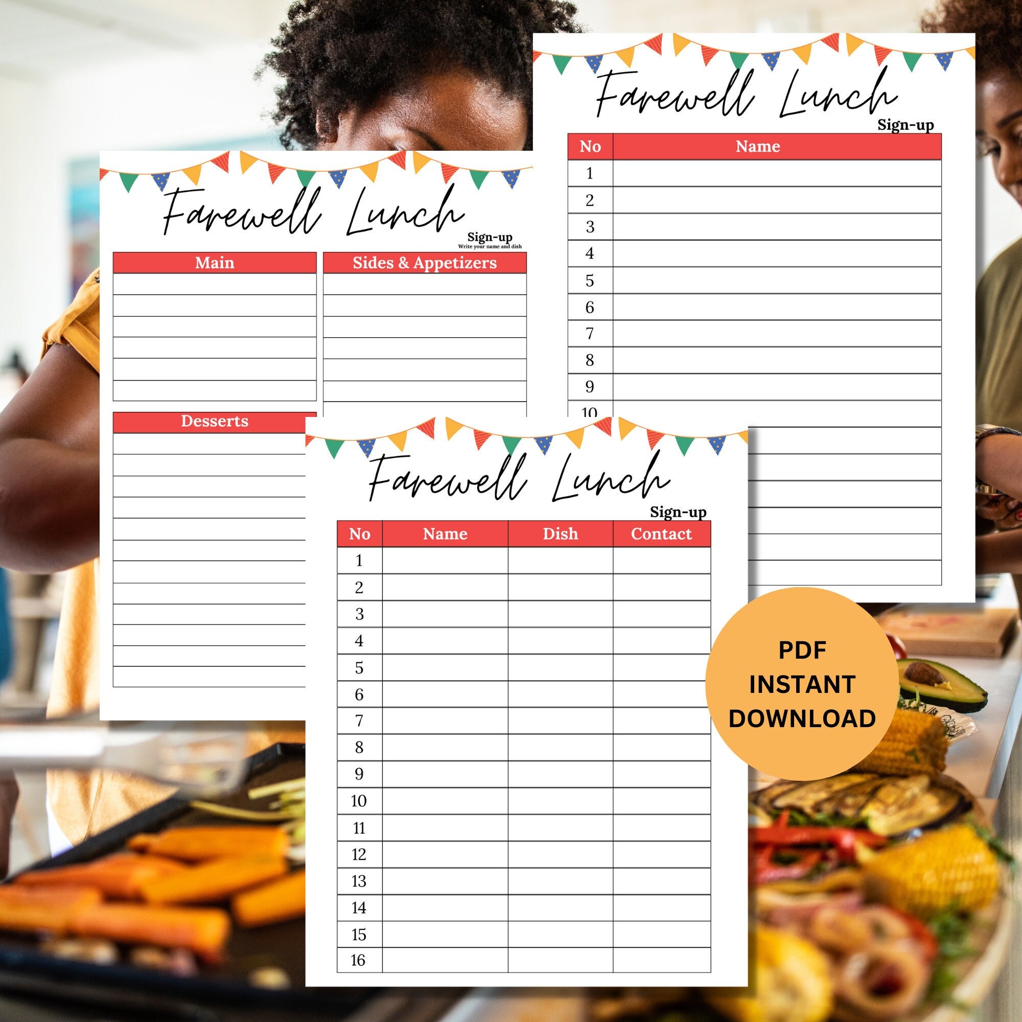 Farewell Lunch Sign up Sheet Lunch Sign up Sheet Farewell Lunch Sheet ...