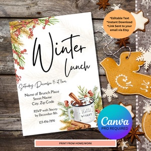 CANVA PRO Winter Lunch Template | Editable Winter Brunch | Winter ...