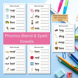 Phonics Worksheets Vowels | CVC Words | Phonics Games | Phonics ...