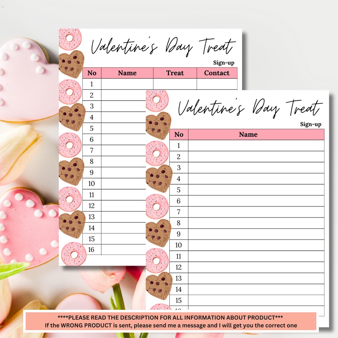 Valentine's Day Treat Sign up Sheet | Valentines Day Dessert | Cookie ...