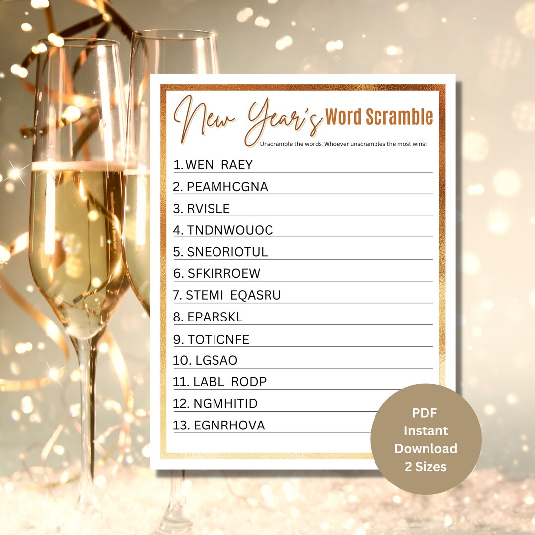 New Year's Word Scramble | New Year's Eve Games | Family New Year's ...