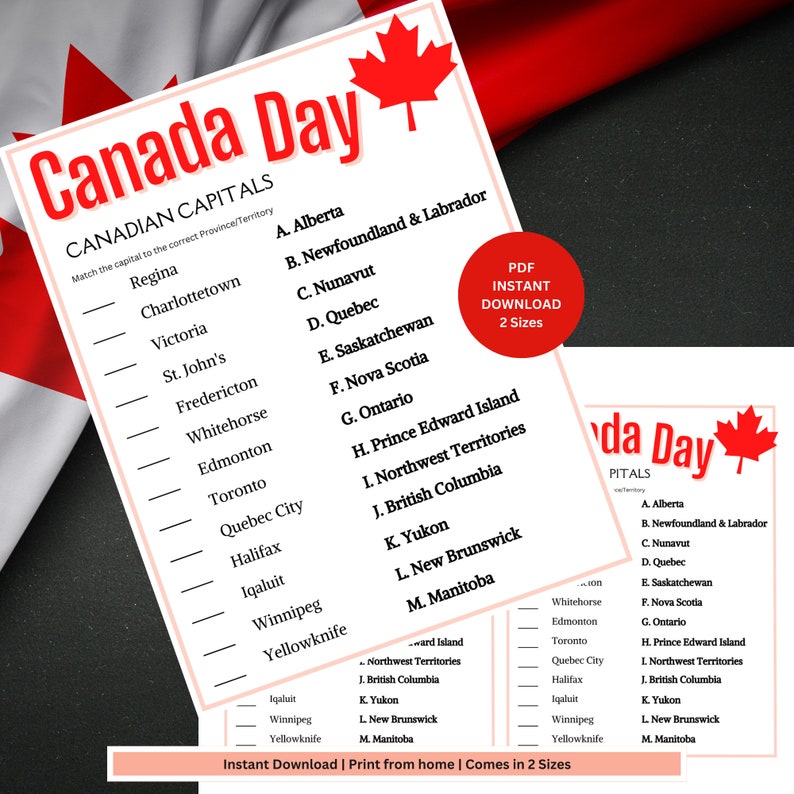 Canadian Capitals Canada Day Game | July 1st Printable Games | Canada ...