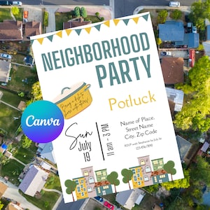 Neighborhood Party Potluck Invitation Template | Neighborhood Party ...
