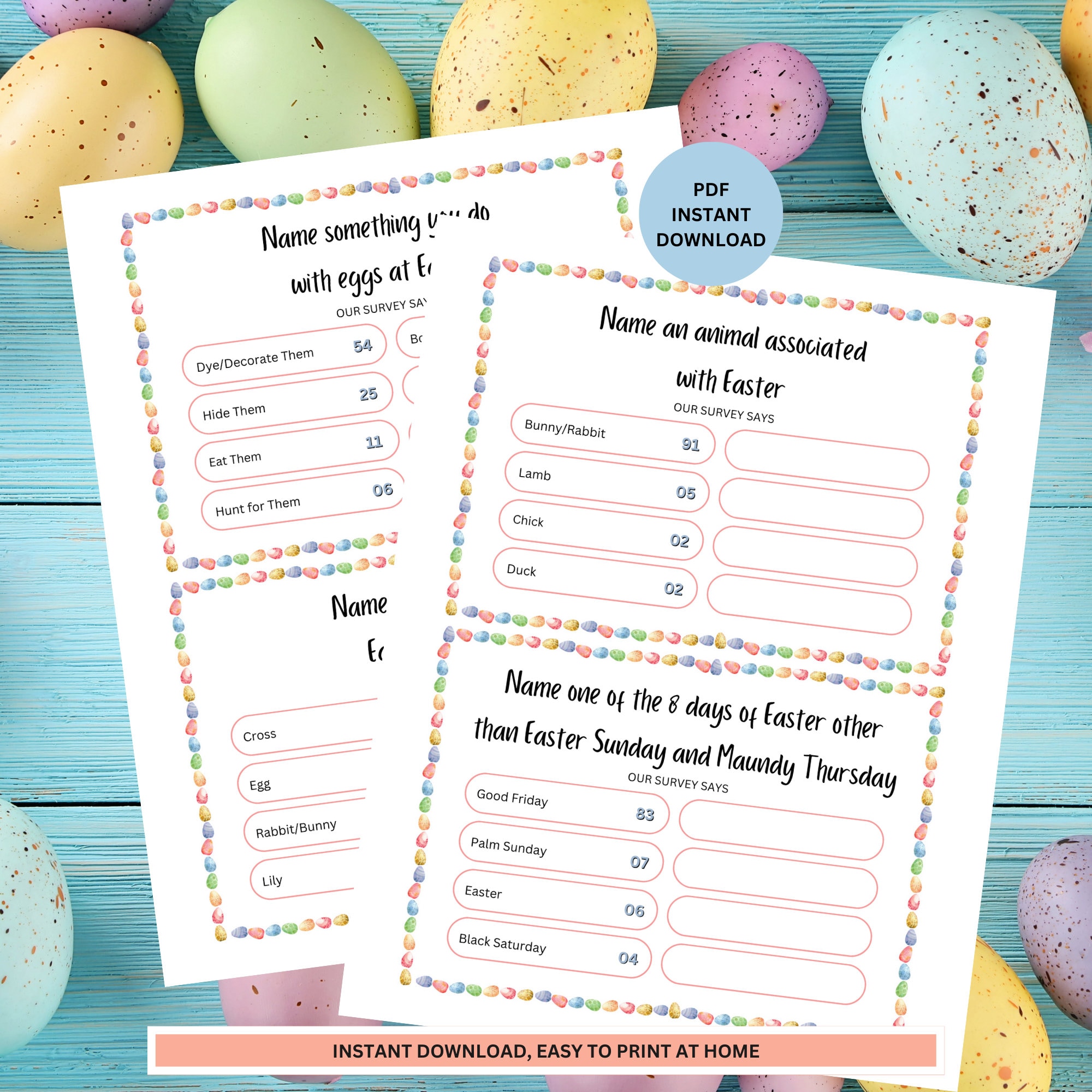Family Feud Easter Game | Easter Game | Easter Activities | Adult Games ...
