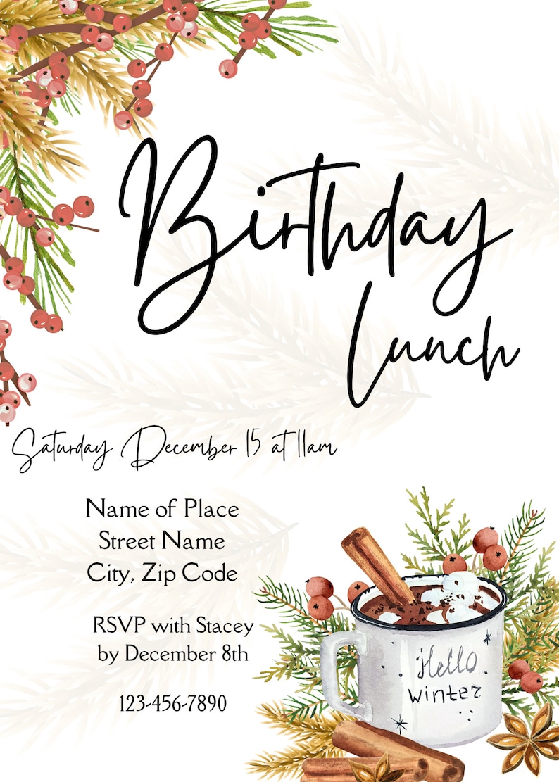 Birthday Lunch Invitation | Birthday Invite | Birthday Lunch Invitation ...