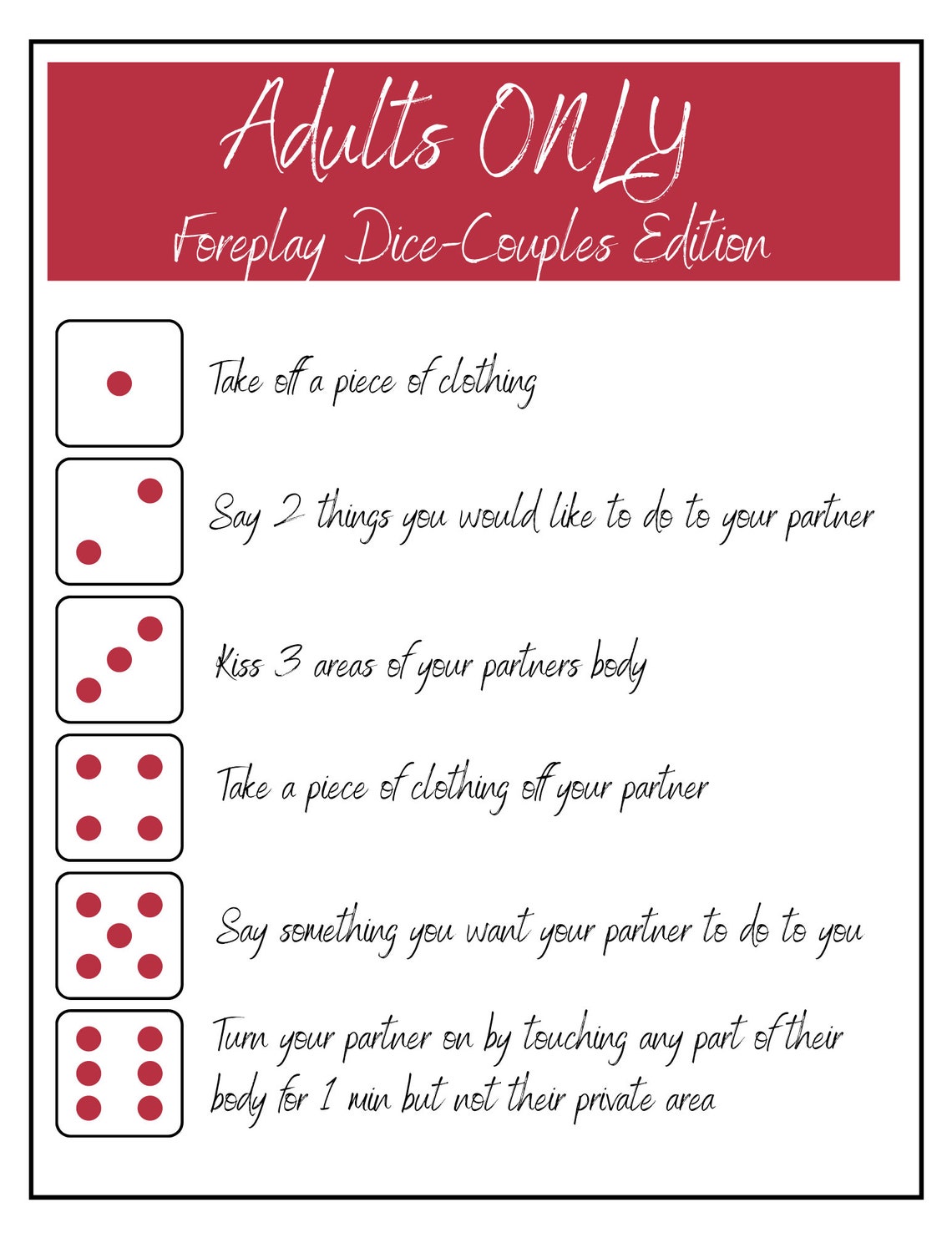 Foreplay Dice Couples Game Foreplay Couples Game Naughty Couples