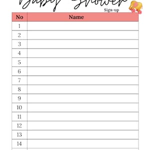 Potluck Sign up Sheet |baby Shower Potluck Sign up Sheet | Girl Baby ...