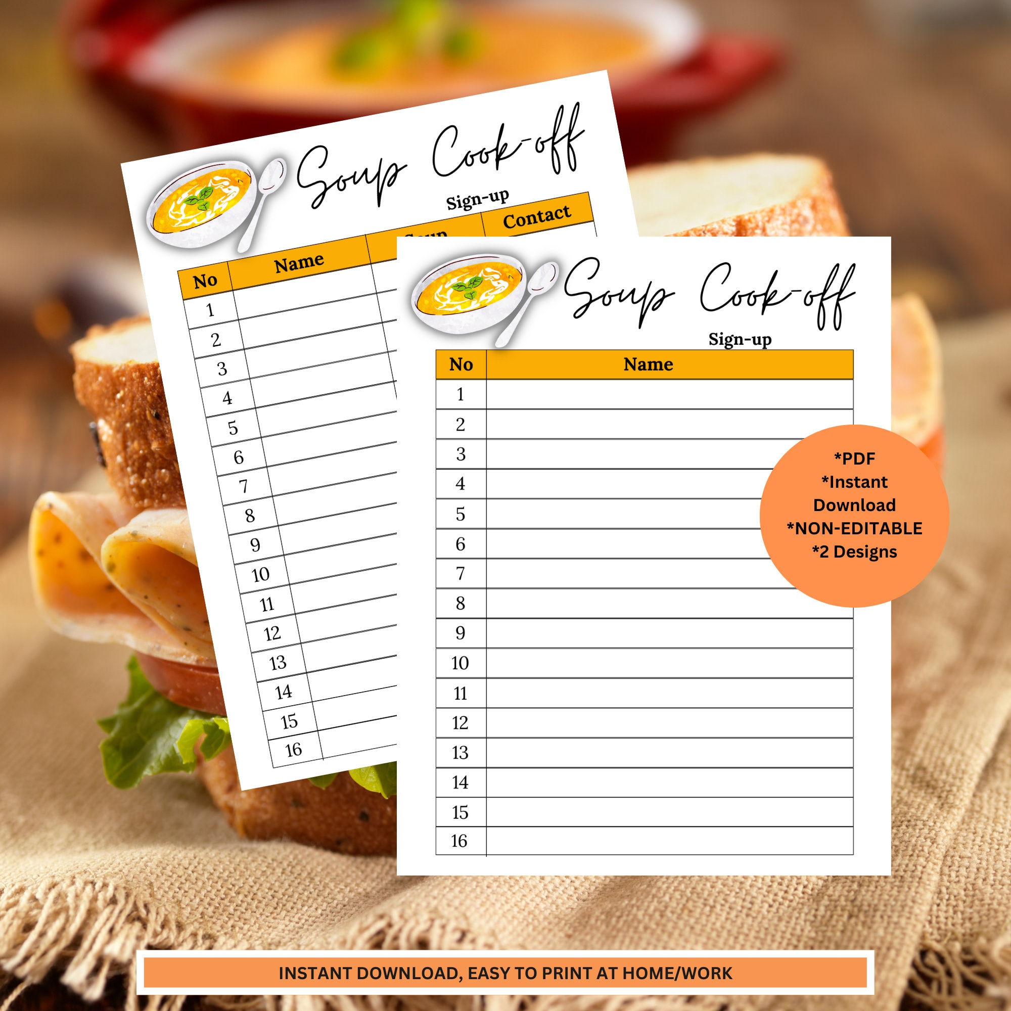 Soup Cook-off Sign up Sheet | Soup Cook off Sheet | Soup Cookoff | Soup ...