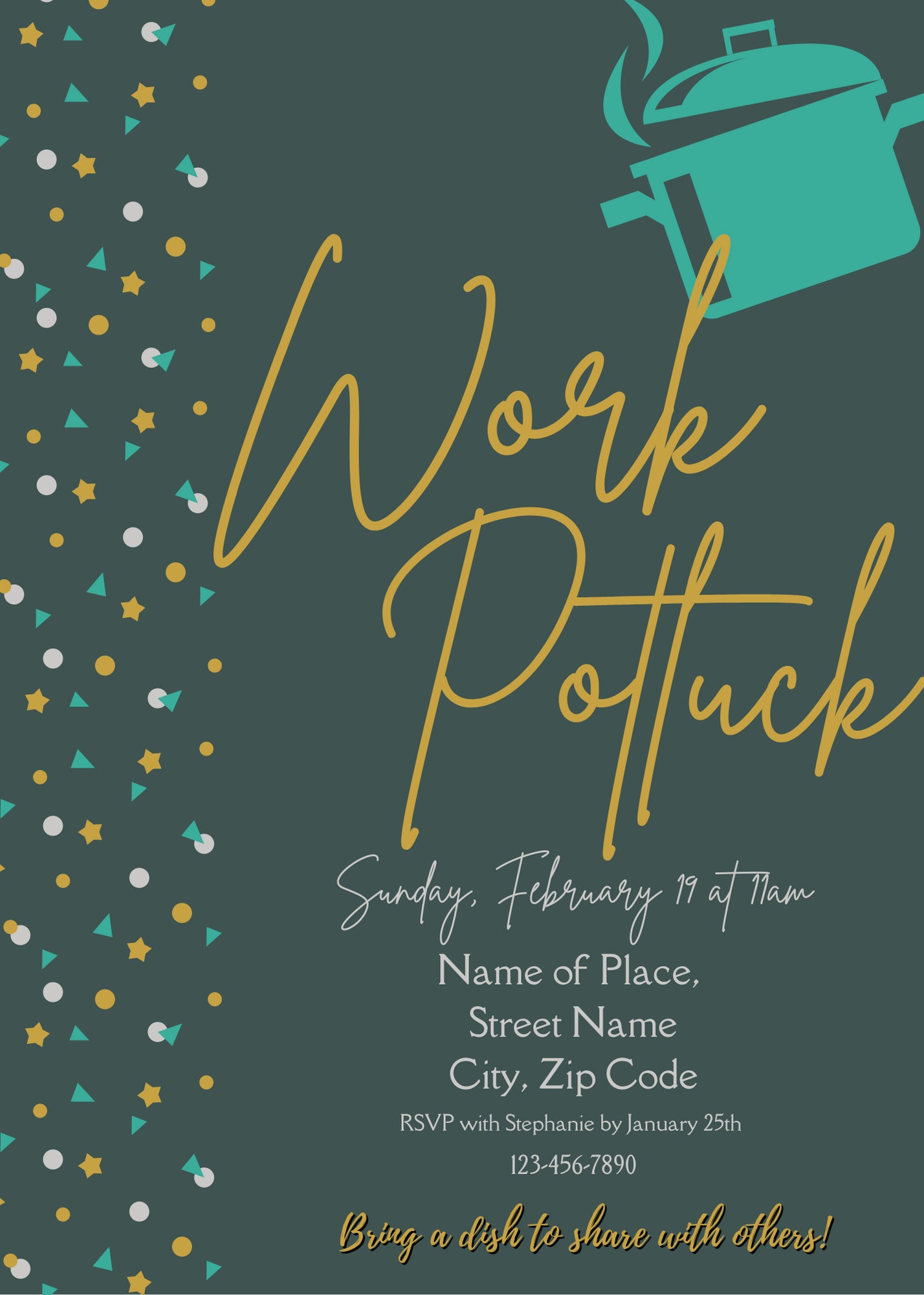 Work Potluck Invitation Template | Work Party Potluck Invite | Work ...