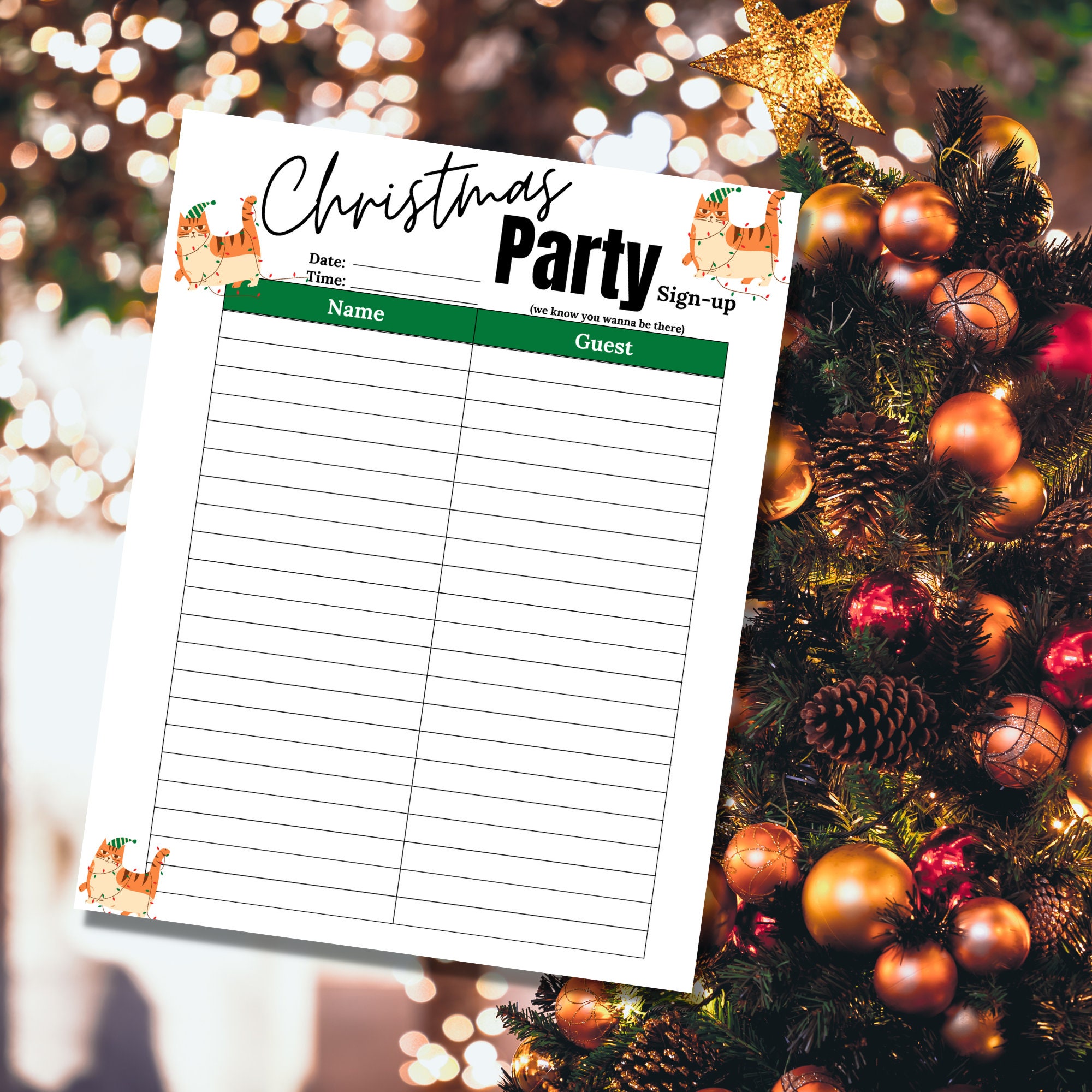 Christmas Party Sign up Sheet Christmas Sign up Party Sign up Sheet ...