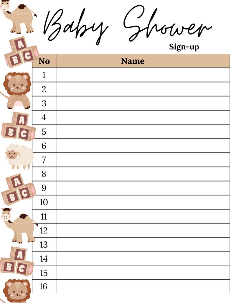 Potluck Sign up Sheet | Baby Shower Potluck Sign up Sheet | Baby Shower ...