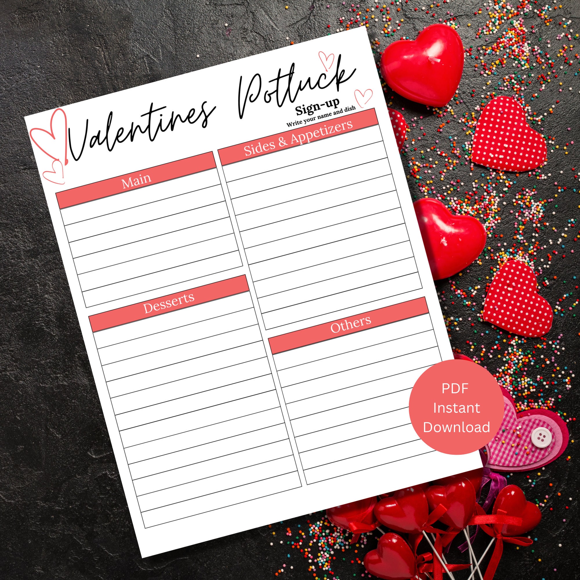 Potluck Sign up Sheet Valentines Potluck Sign up Sheet - Etsy