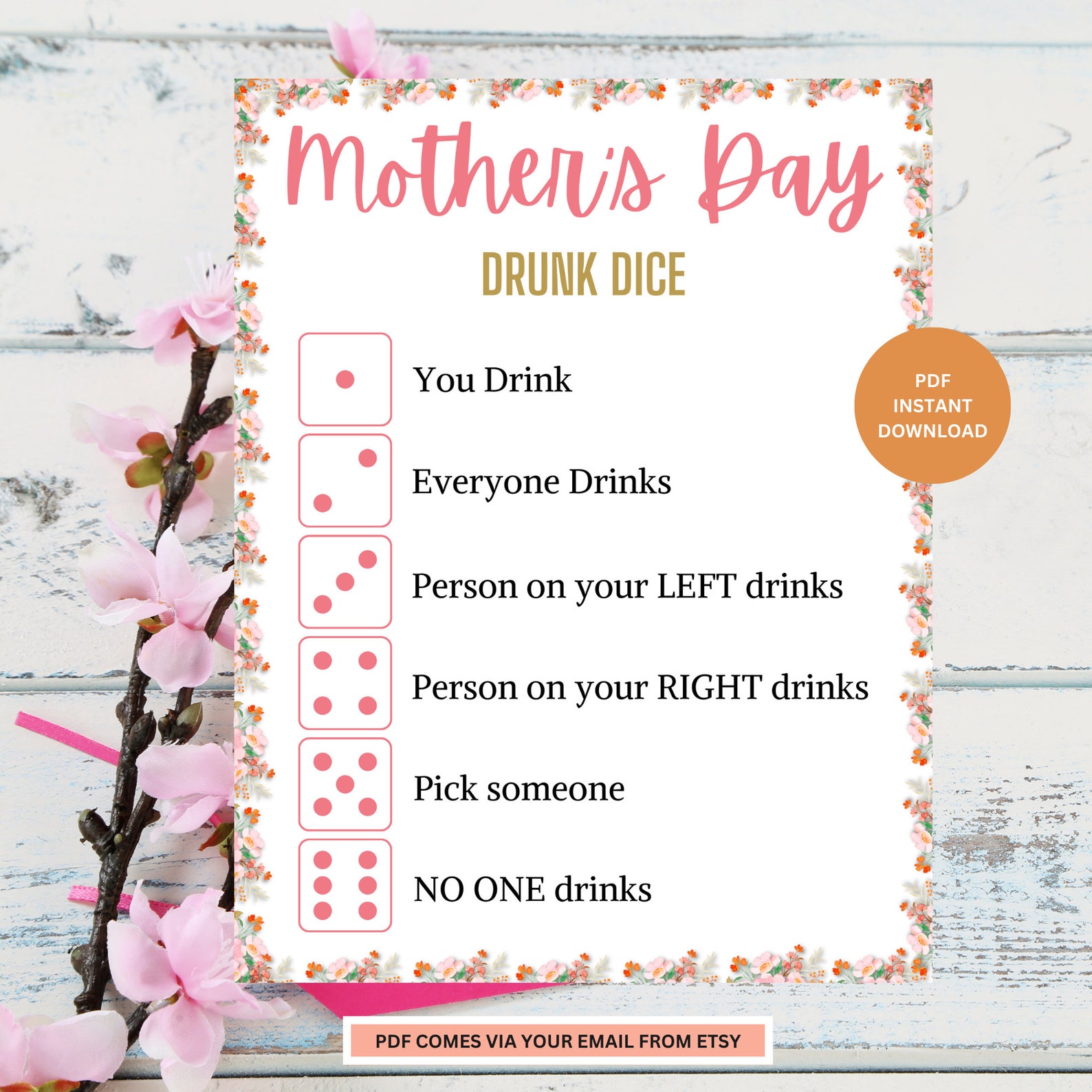 Drunk Dice Mother's Day Game | Mothers Day Game | Mother's Day ...