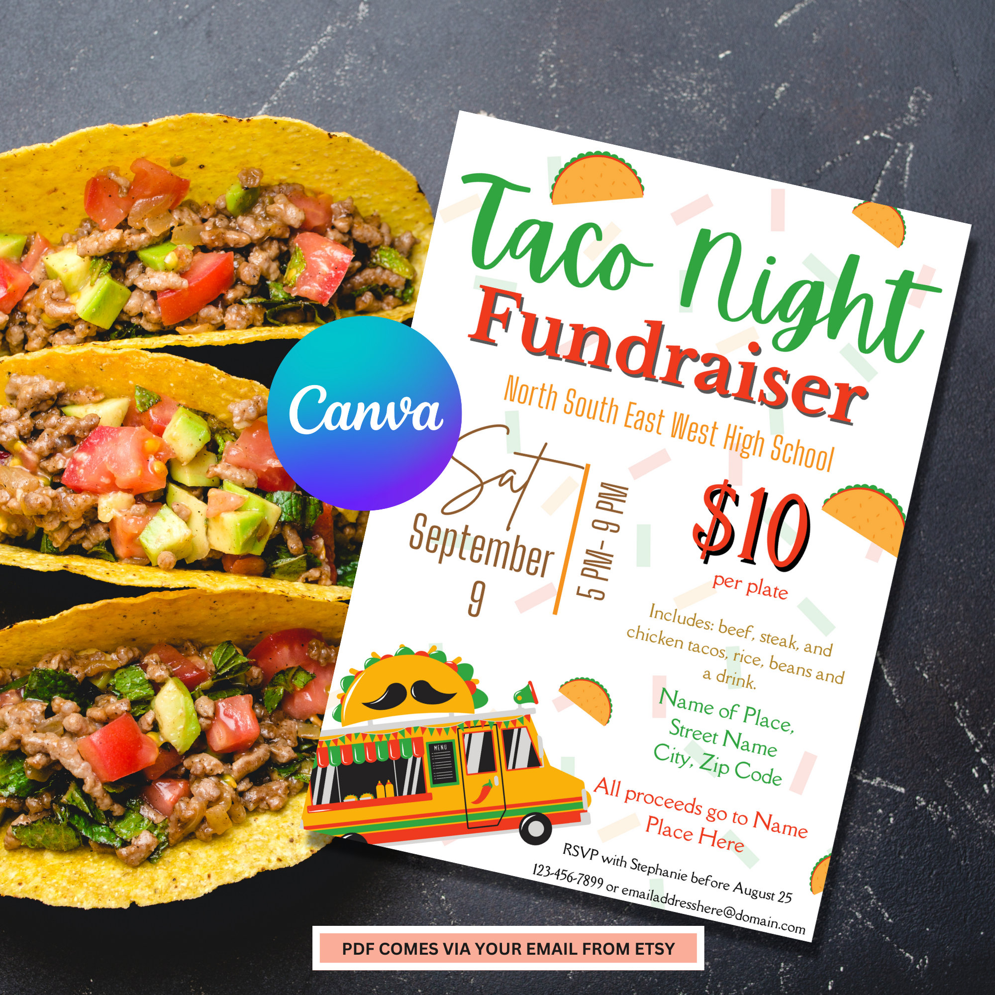 Taco Night Fundraiser Invitation Template | Taco Night Fundraiser Flyer ...