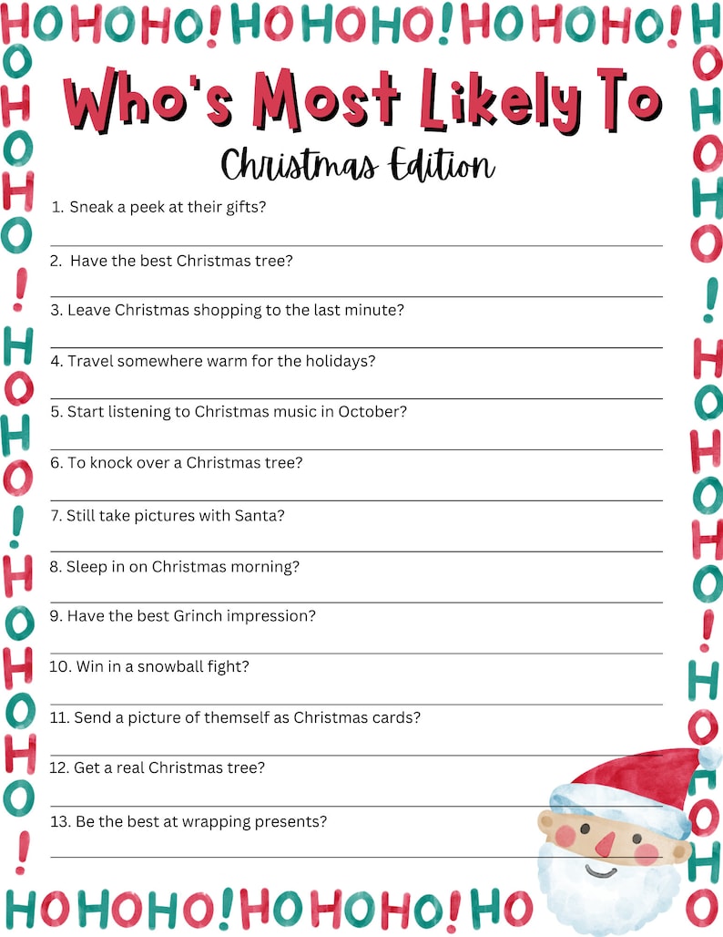 Who's Most Likely Christmas Edition | Christmas Games | Family ...