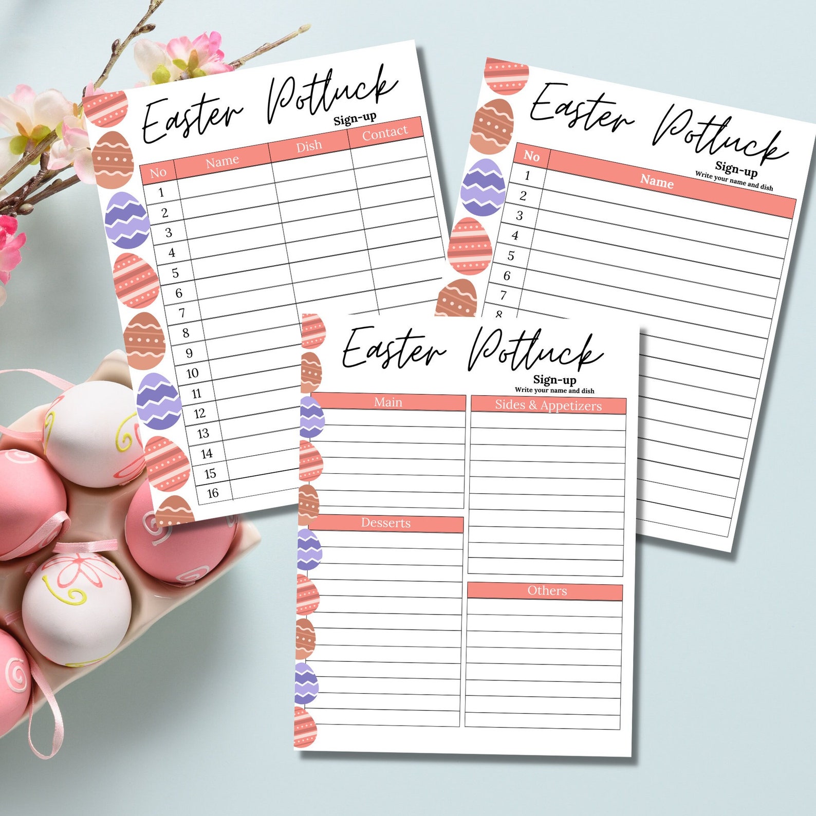 Potluck Sign up Sheet Easter Potluck Sign up Sheet Easter Potluck Sheet ...