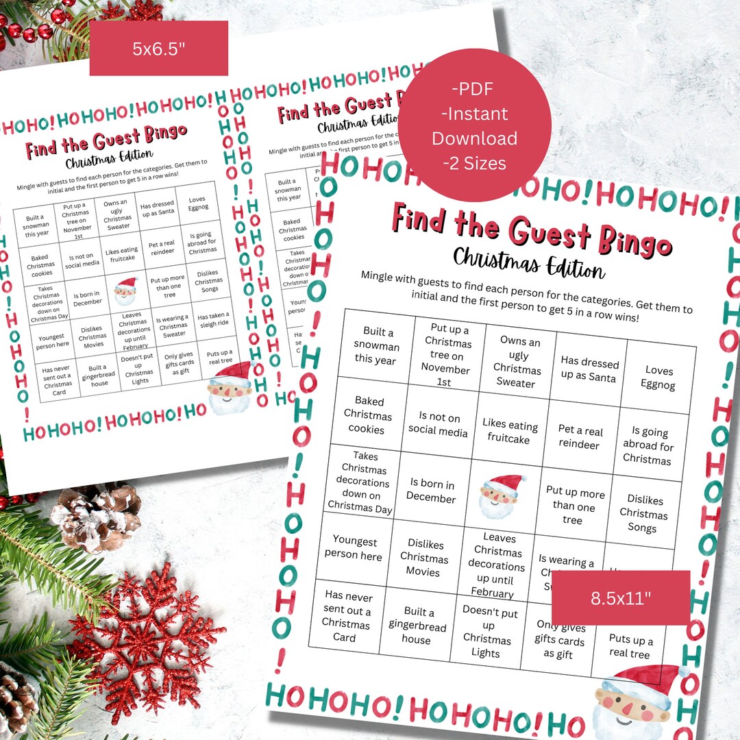 Find the Guest Bingo Game | Christmas Games | Christmas Work Games ...