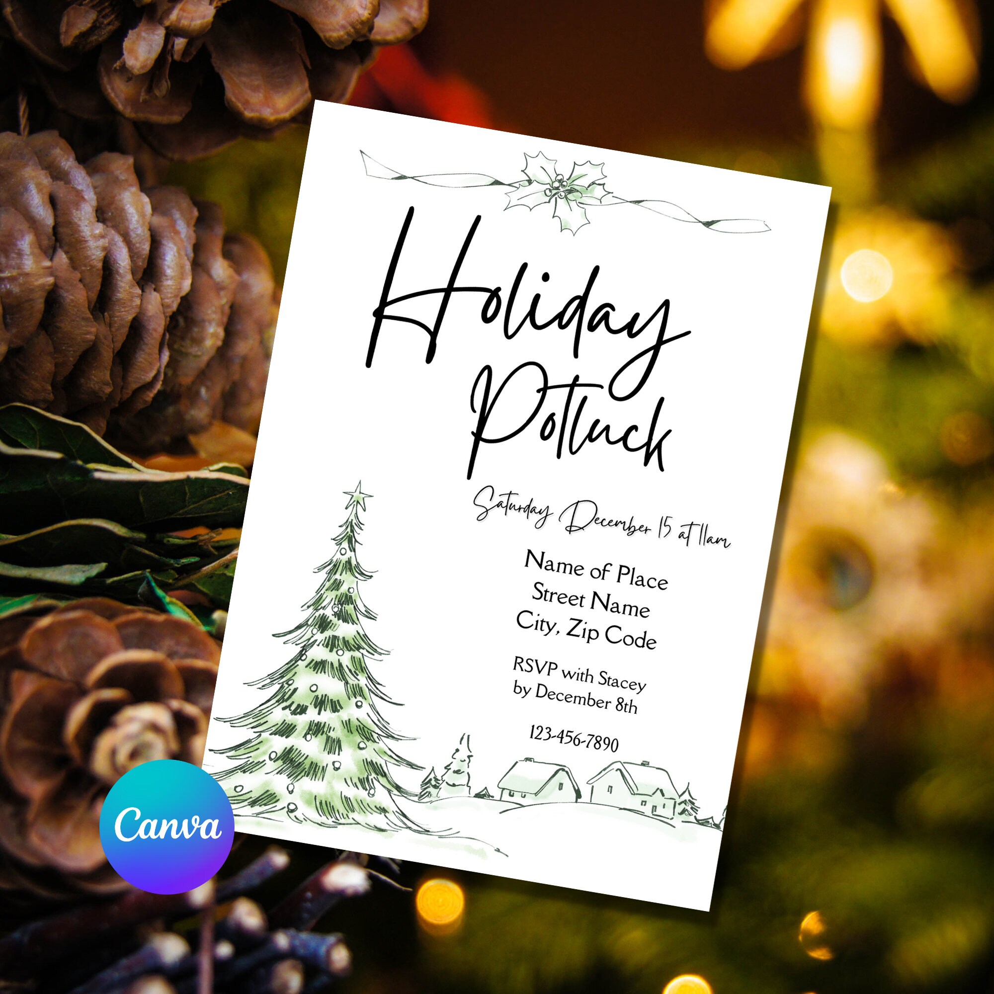Holiday Potluck Template | Editable Holiday Potluck | Holiday Potluck ...