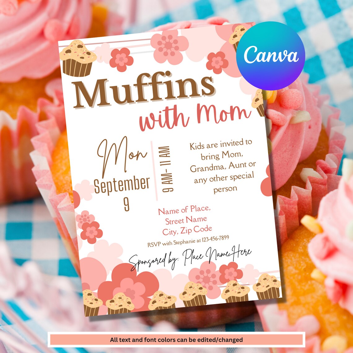 Muffins With Mom Invitation Template Mother's Day Invitation Mother's ...