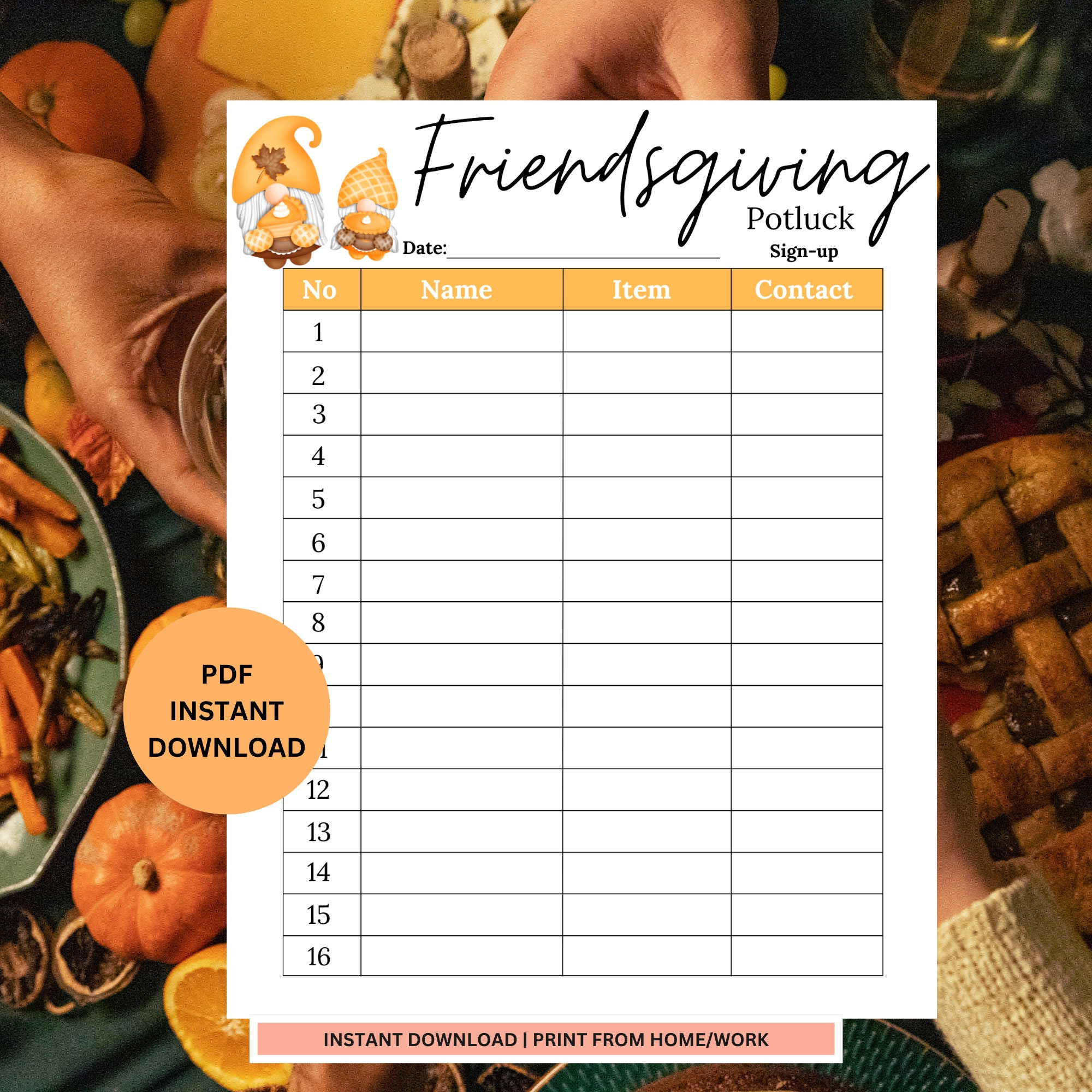 Potluck Sign up Sheet Friendsgiving Day Potluck Sign up Sheet Potluck ...