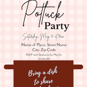Potluck Invite Template | Editable Potluck Invitation | Potluck Invite ...
