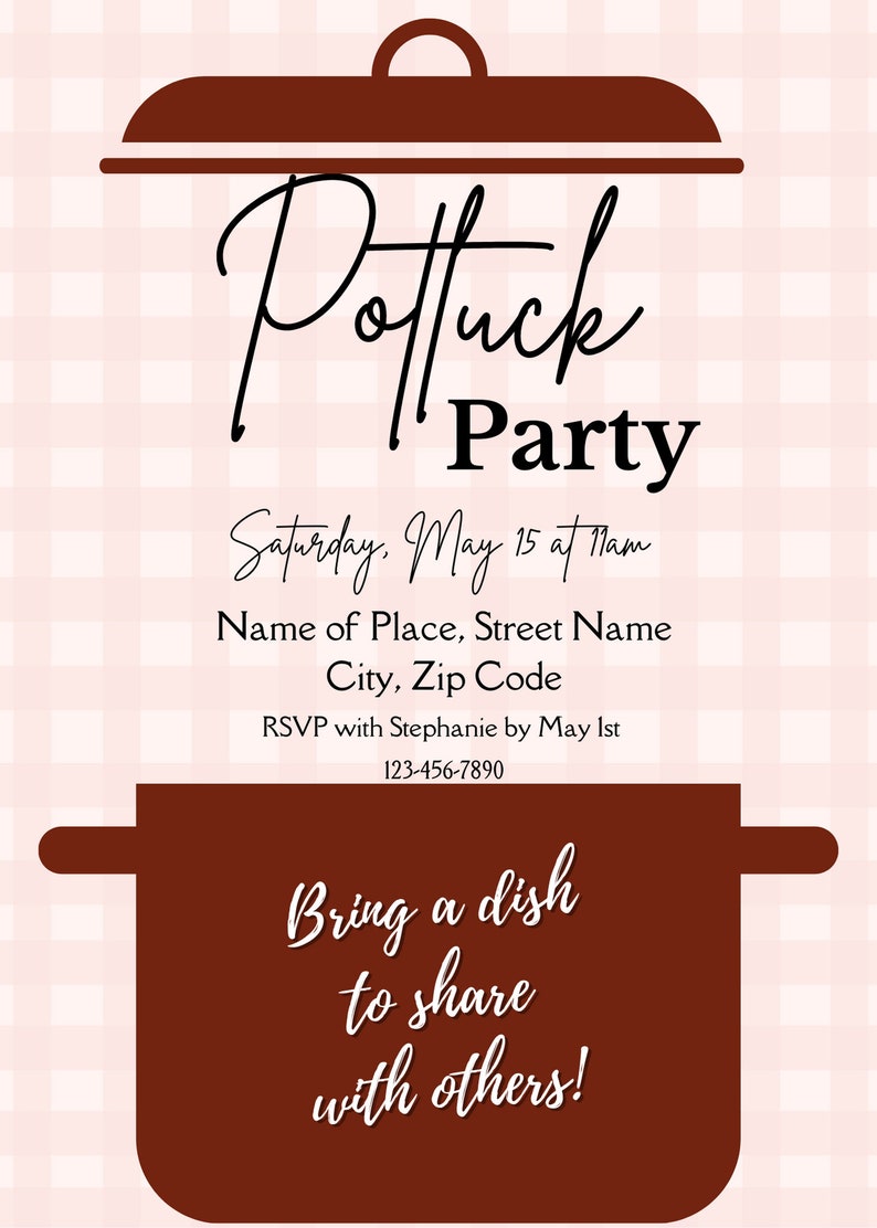 Potluck Invite Template | Editable Potluck Invitation | Potluck Invite ...