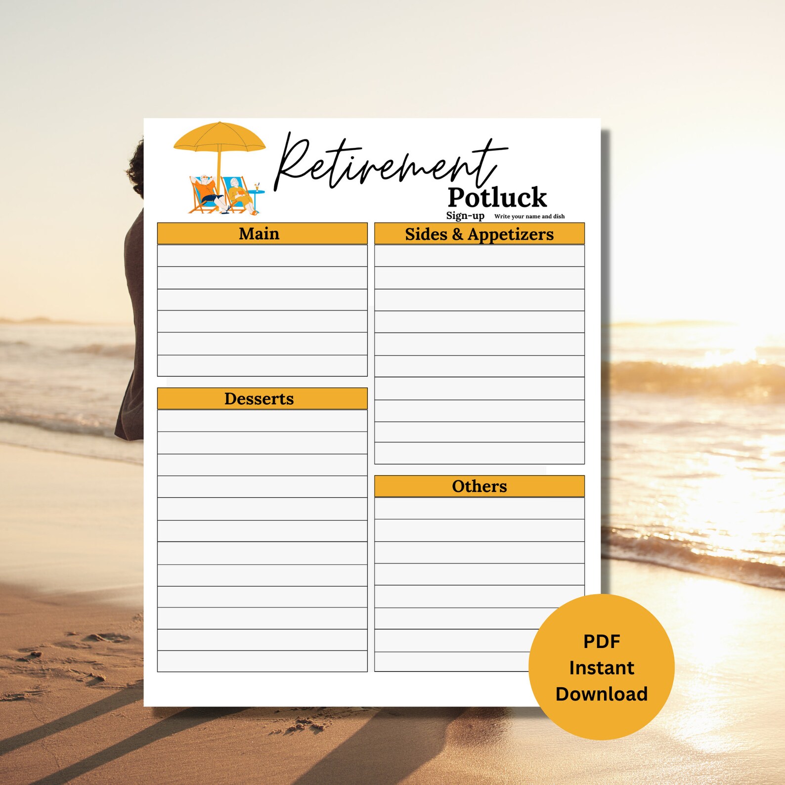 Potluck Sign up Sheet | Retirement Potluck Sign up Sheet | Retirement ...