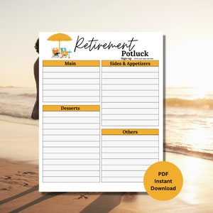 Potluck Sign up Sheet | Retirement Potluck Sign up Sheet | Retirement ...