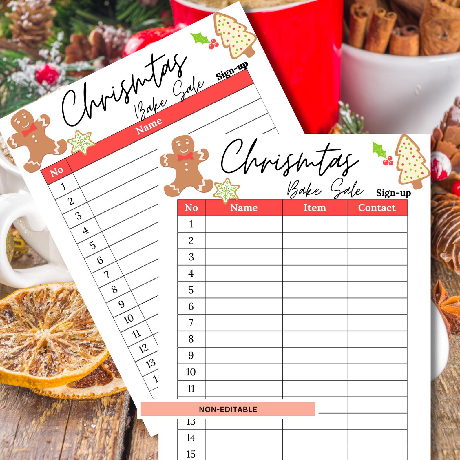 Christmas Bake Sale Sign up Sheet | Bake Sale Sheet | Printable Bake ...