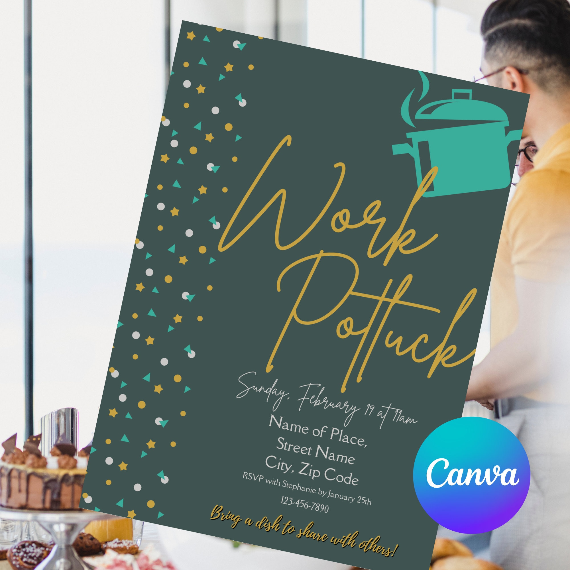 Work Potluck Invitation Template | Work Party Potluck Invite | Work ...