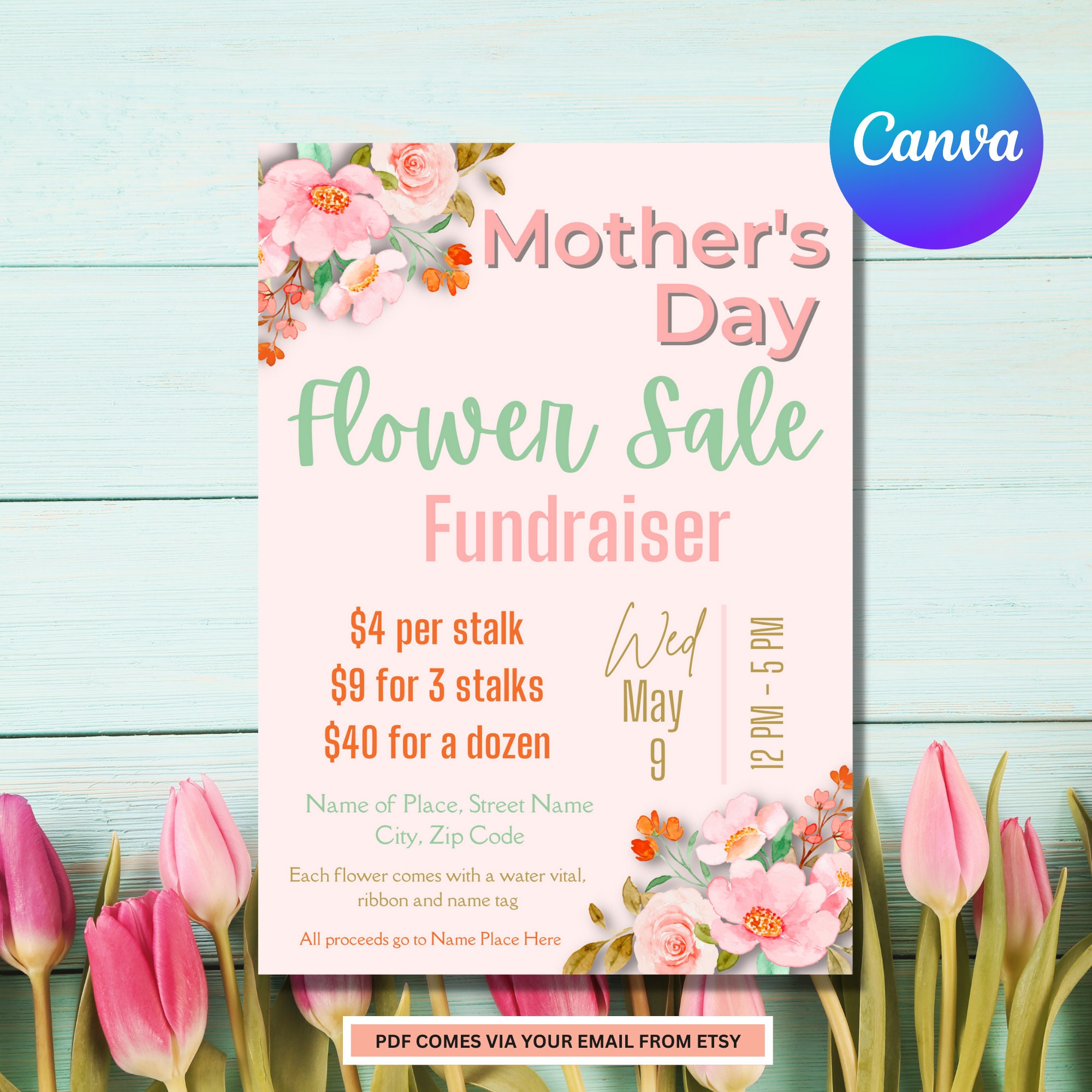 Mother's Day Flower Sale Fundraiser Invitation Template | Mother's Day ...