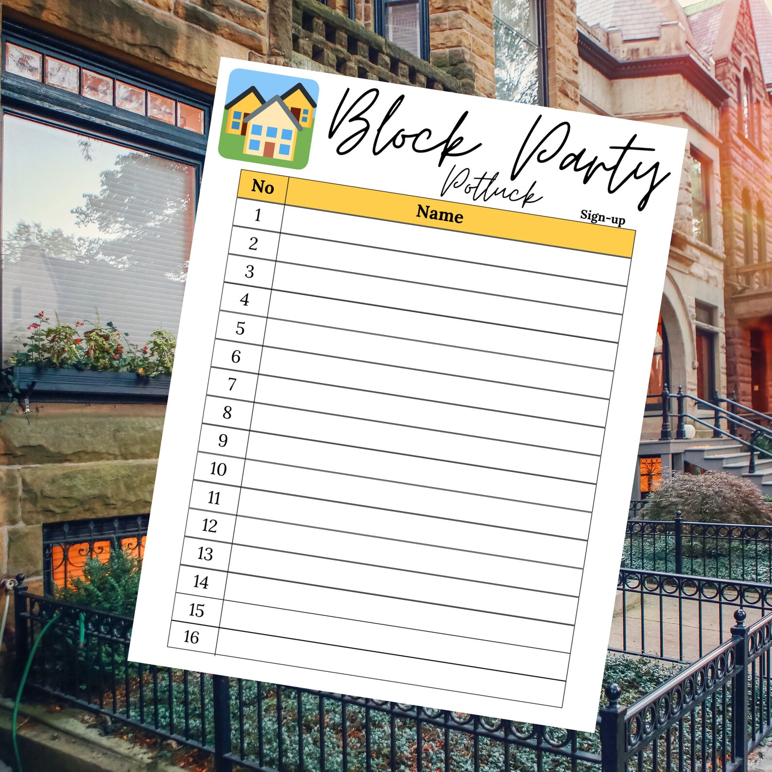 Potluck Sign up Sheet | Block Party Potluck Sign up Sheet ...