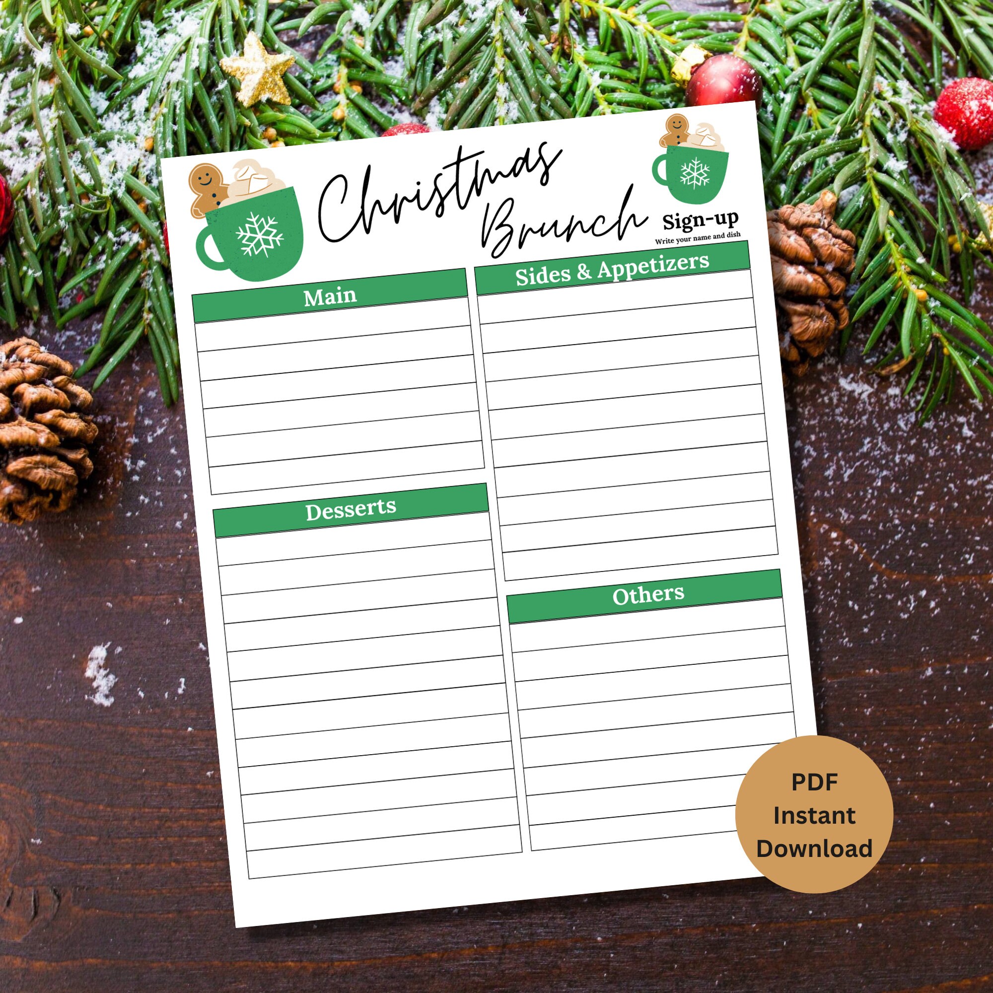 Potluck Sign up Sheet Christmas Brunch Potluck Sign up Sheet - Etsy