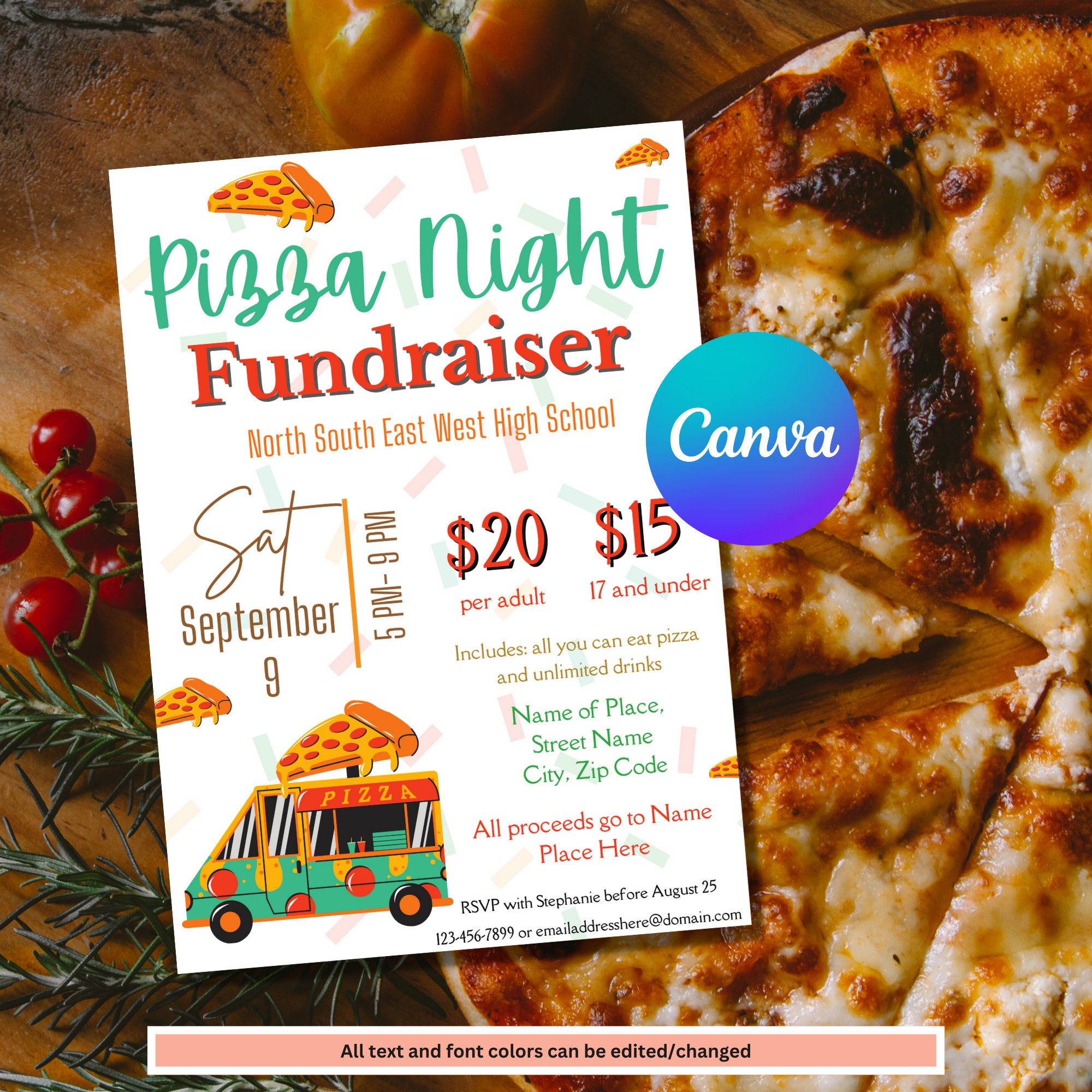 Pizza Night Fundraiser Invitation Template | Pizza Night Fundraiser ...