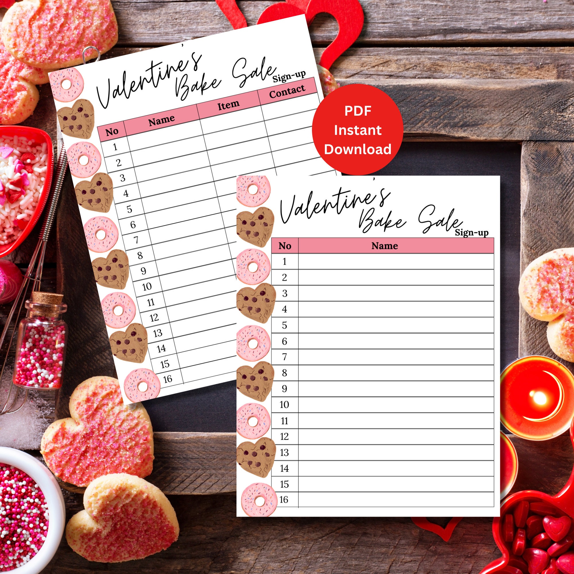 Valentine's Bake Sale Sign up Sheet | Valentines Bake Sale Sheet ...