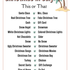 This or That Game | This or That Christmas in July Game | Christmas ...