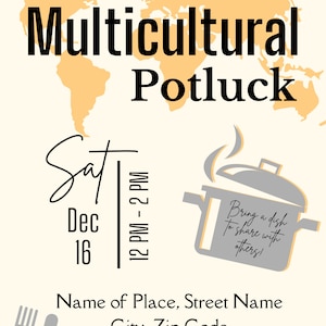 Multicultural Food Potluck Invitation Template | International Food ...