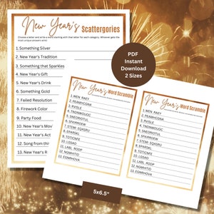 New Year's Scattergories | New Year Eve Games | Family New Year's Games ...