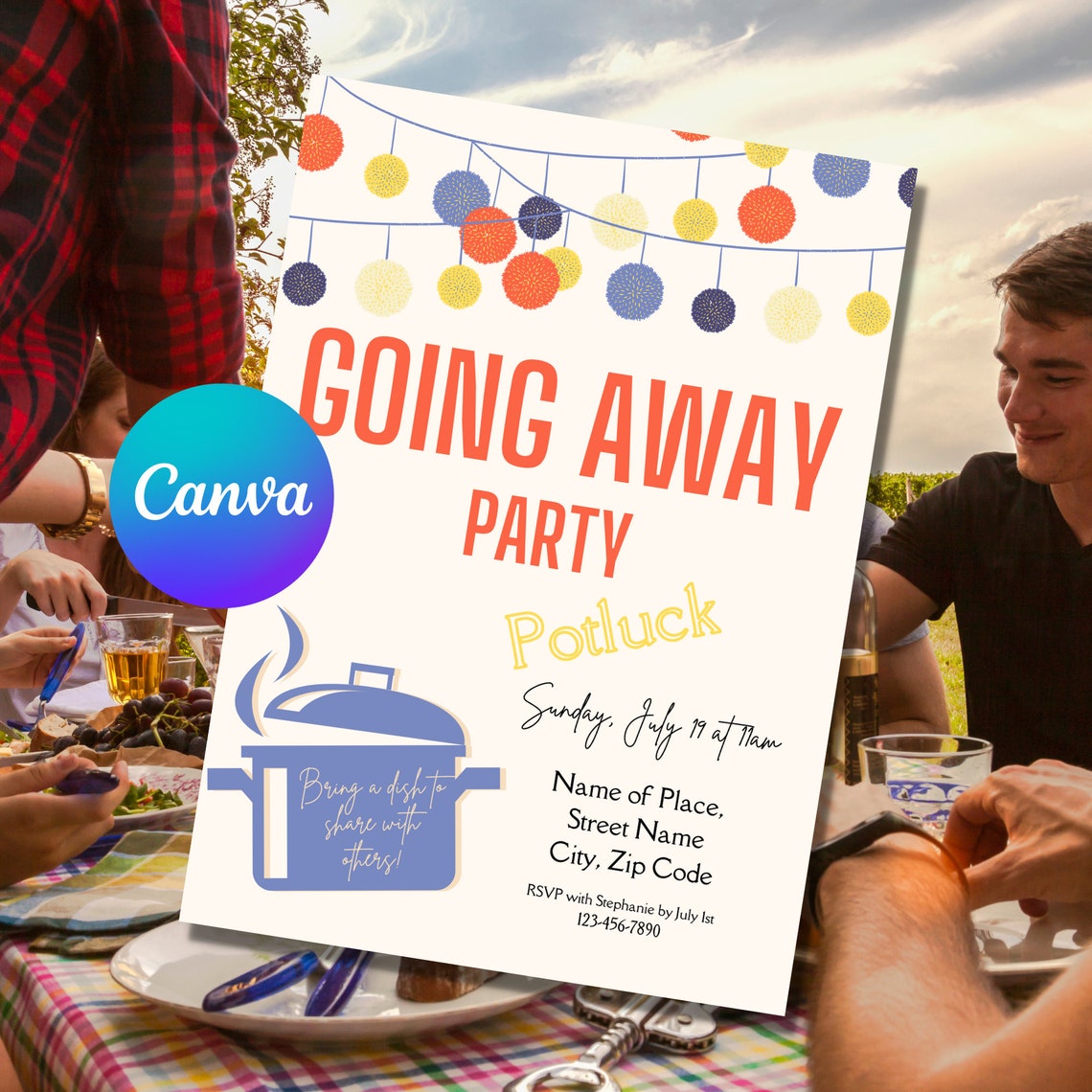 Going Away Potluck Invitation Template Going Away Party Potluck Invite ...
