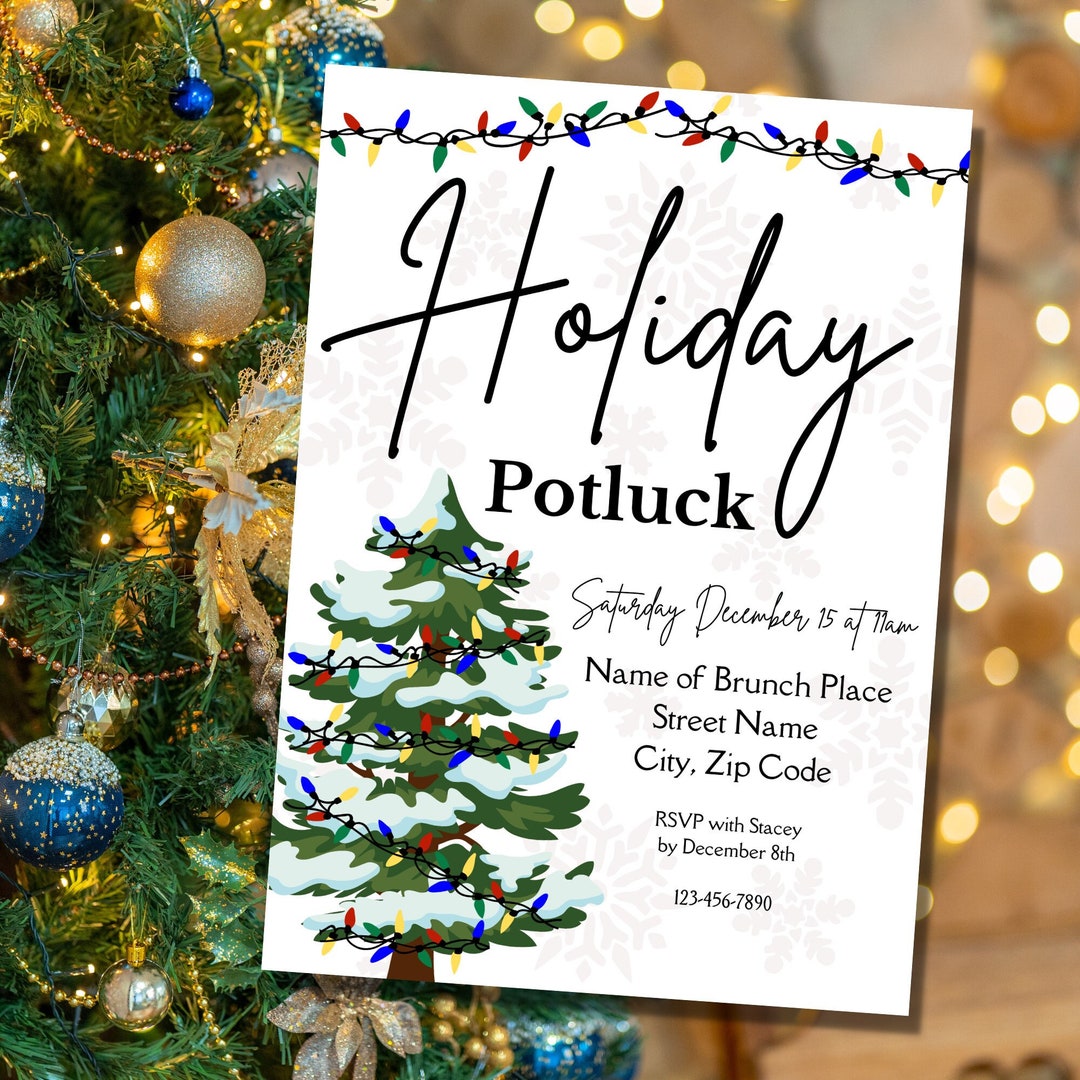 Holiday Potluck Template Editable Holiday Potluck Invite - Etsy