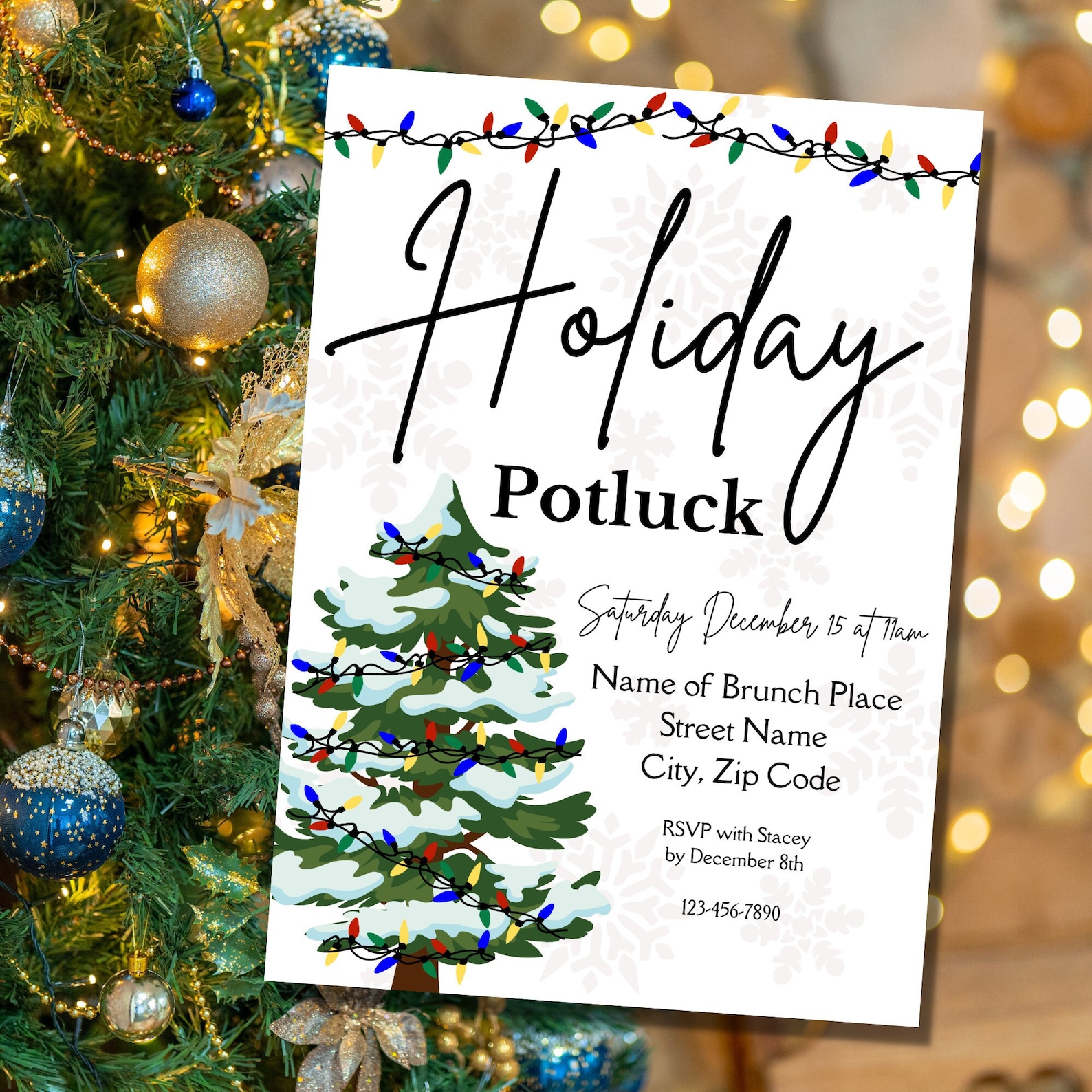 Holiday Potluck Template | Editable Holiday Potluck Invite | Holiday ...