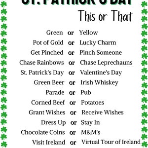 St. Patrick's Day This or That | St. Patrick's Day Games | Family St ...