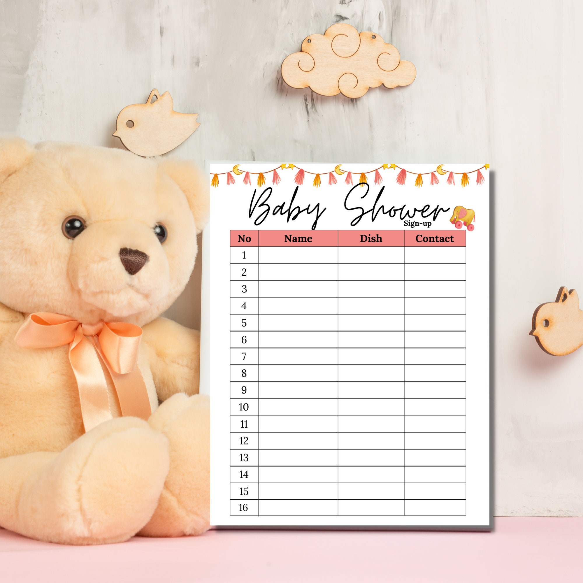 Potluck Sign up Sheet |baby Shower Potluck Sign up Sheet | Girl Baby ...