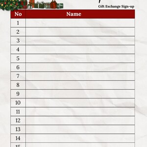 White Elephant Gift Exchange Sign up Sheet | Gift Exchange Sign up ...