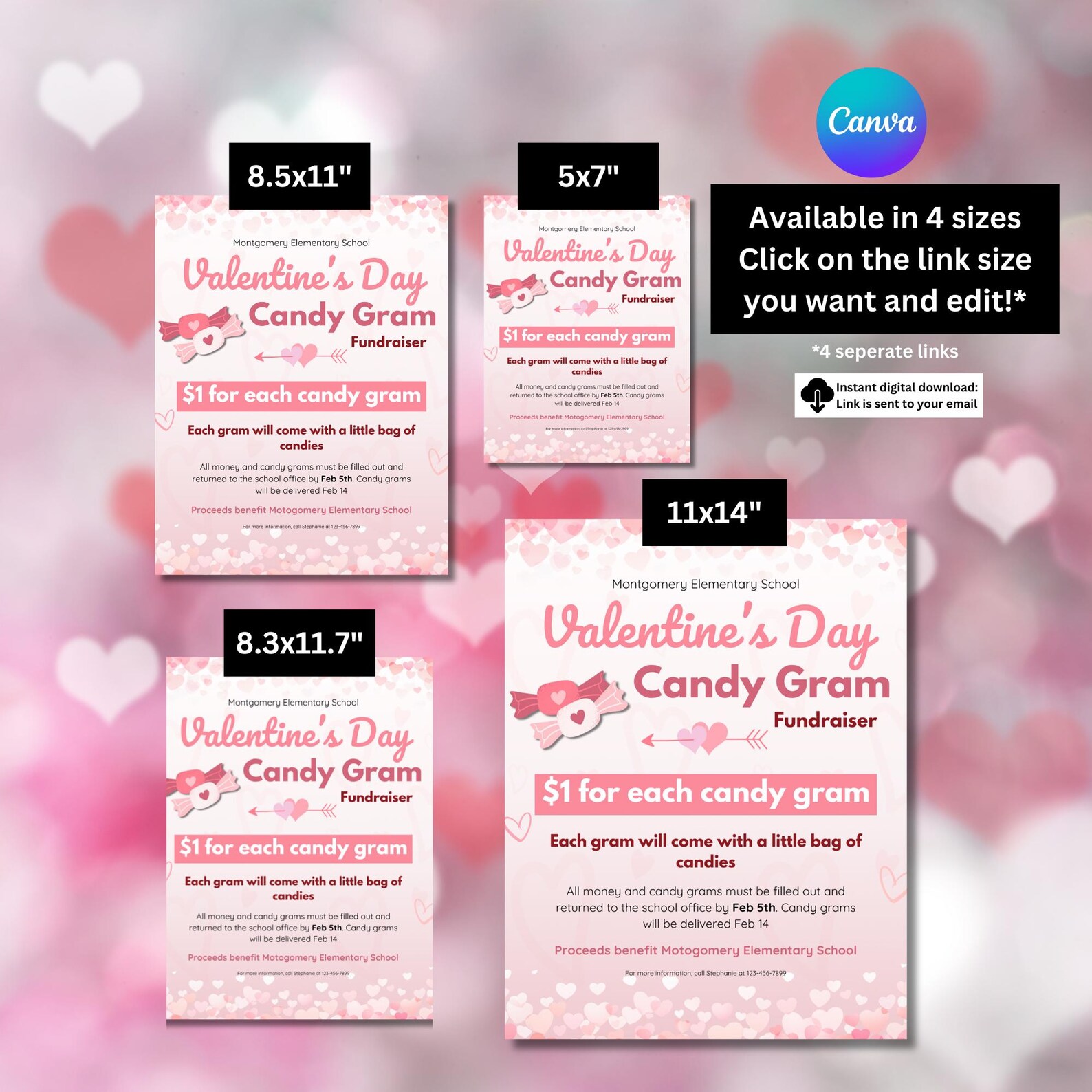 Valentine Candy Gram Fundraiser Flyer & Invite | School Valentine's ...