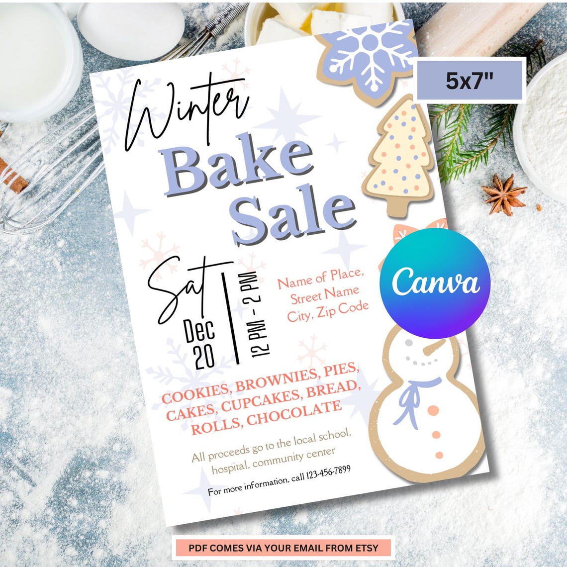 Winter Bake Sale Invite Template | Winter Bake Sale Evite | Winter ...
