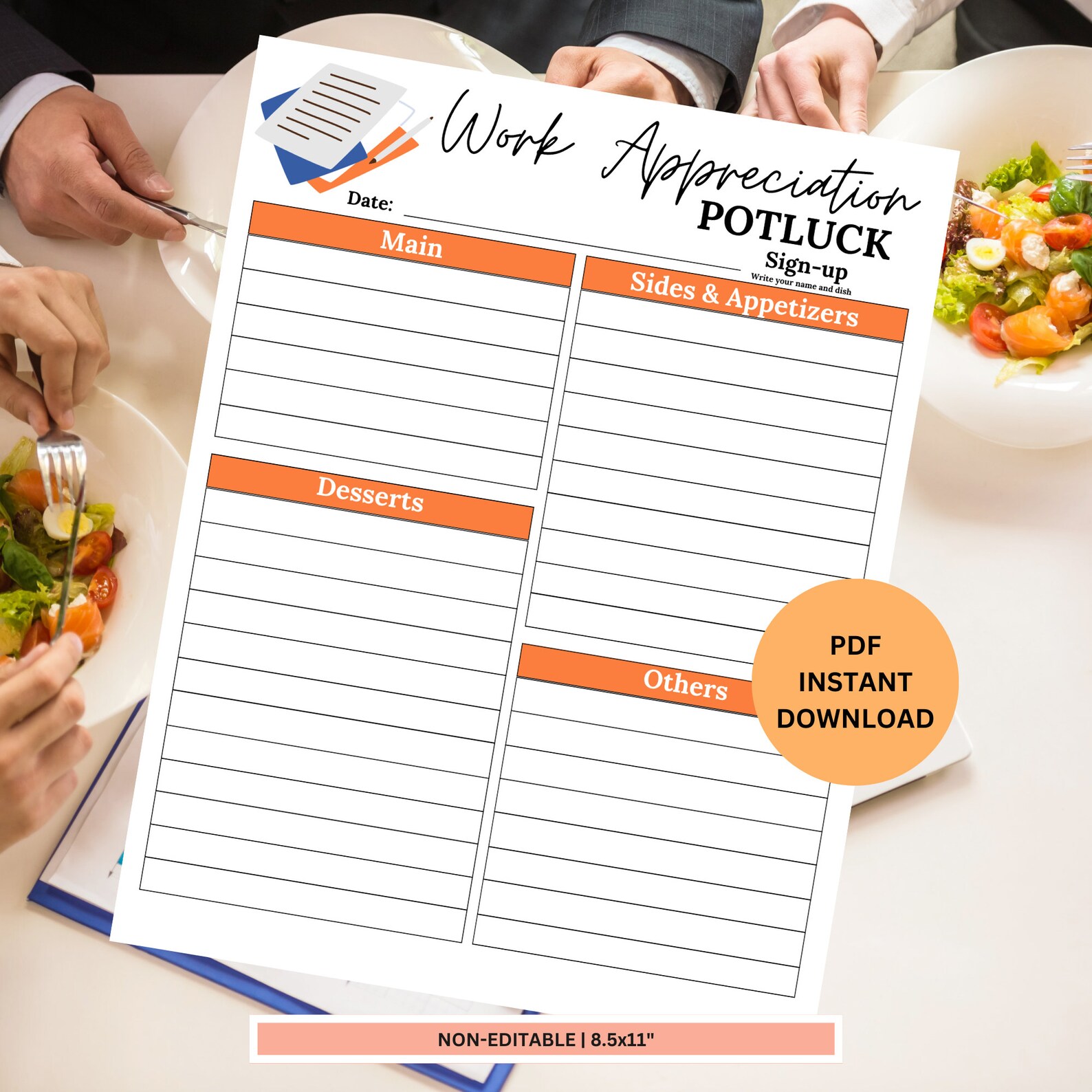 Work Appreciation Potluck Sign up Sheet | Employee Appreciation Potluck ...